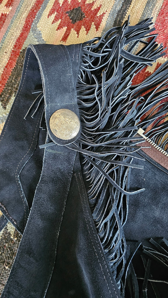 R Navy Suede Chaps 2X Stretch Thigh – Rock & Rail Western Wear