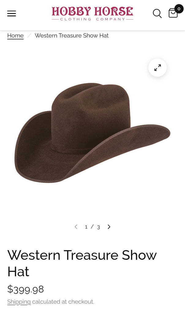 HOBBY HORSE WESTERN TREASURE HAT CHOCOLATE 7 LIKE NEW – Rock & Rail ...