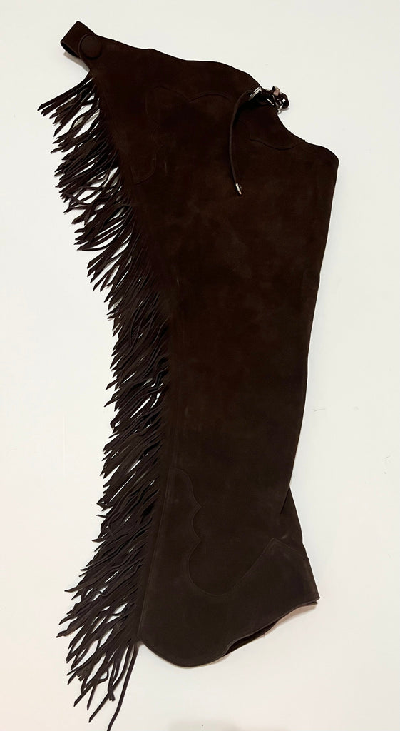 Adult Large Long Hobby Horse Chocolate Suede Chaps – Rock & Rail ...