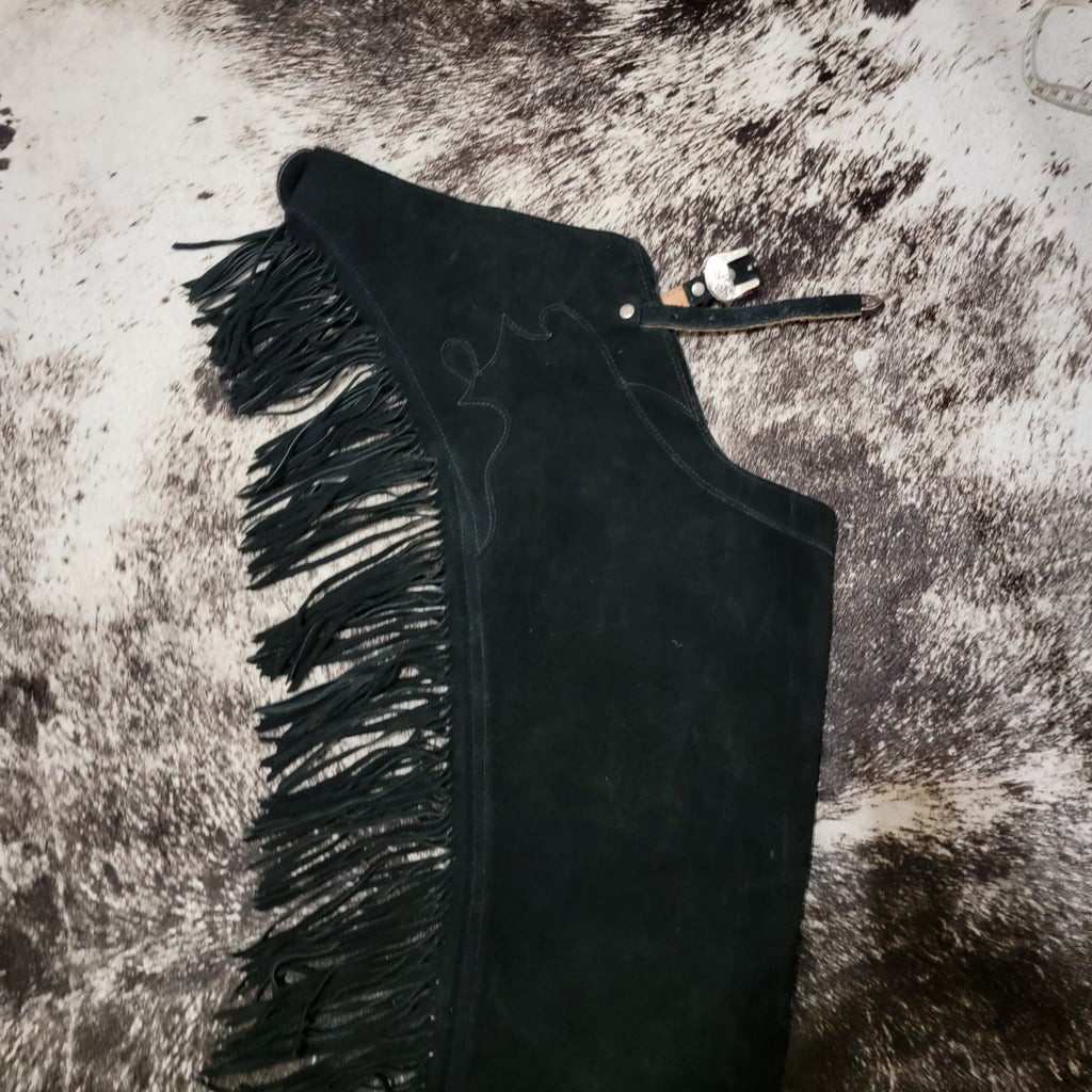 Berry Fit Black Suede Chaps Youth Large – Rock & Rail Western Wear