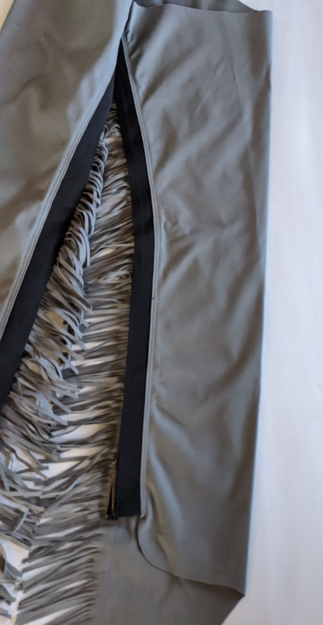 Steel Grey Ultrasuede Long Chaps with a stretch panel. – Rock & Rail ...